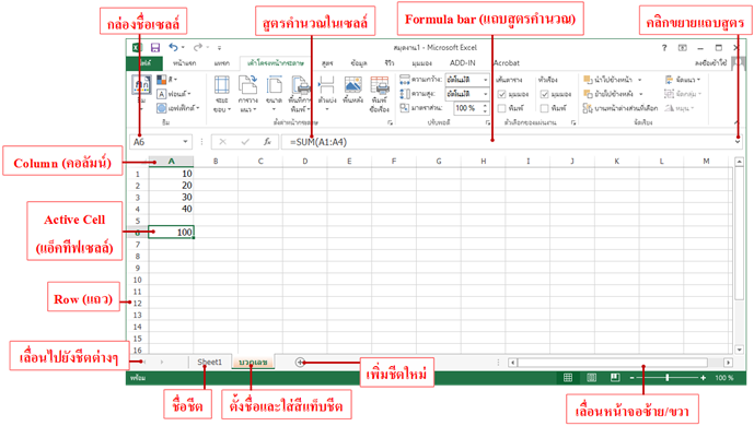 แนะนำการใช้งาน Microsoft Excel 2016